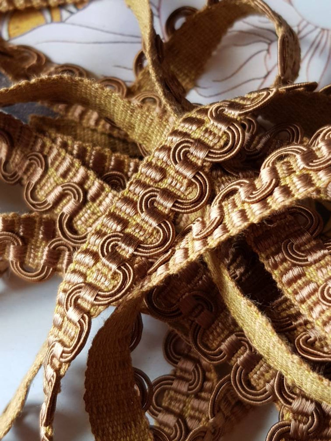 2.13 Mtrs of Gorgeous Vintage French Bronze Serpentine Brocade Trim ...