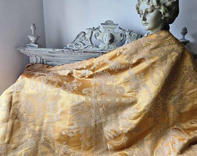 Absolutely Stunning Opulent 19thc Antique French Gold Silk Damask ...