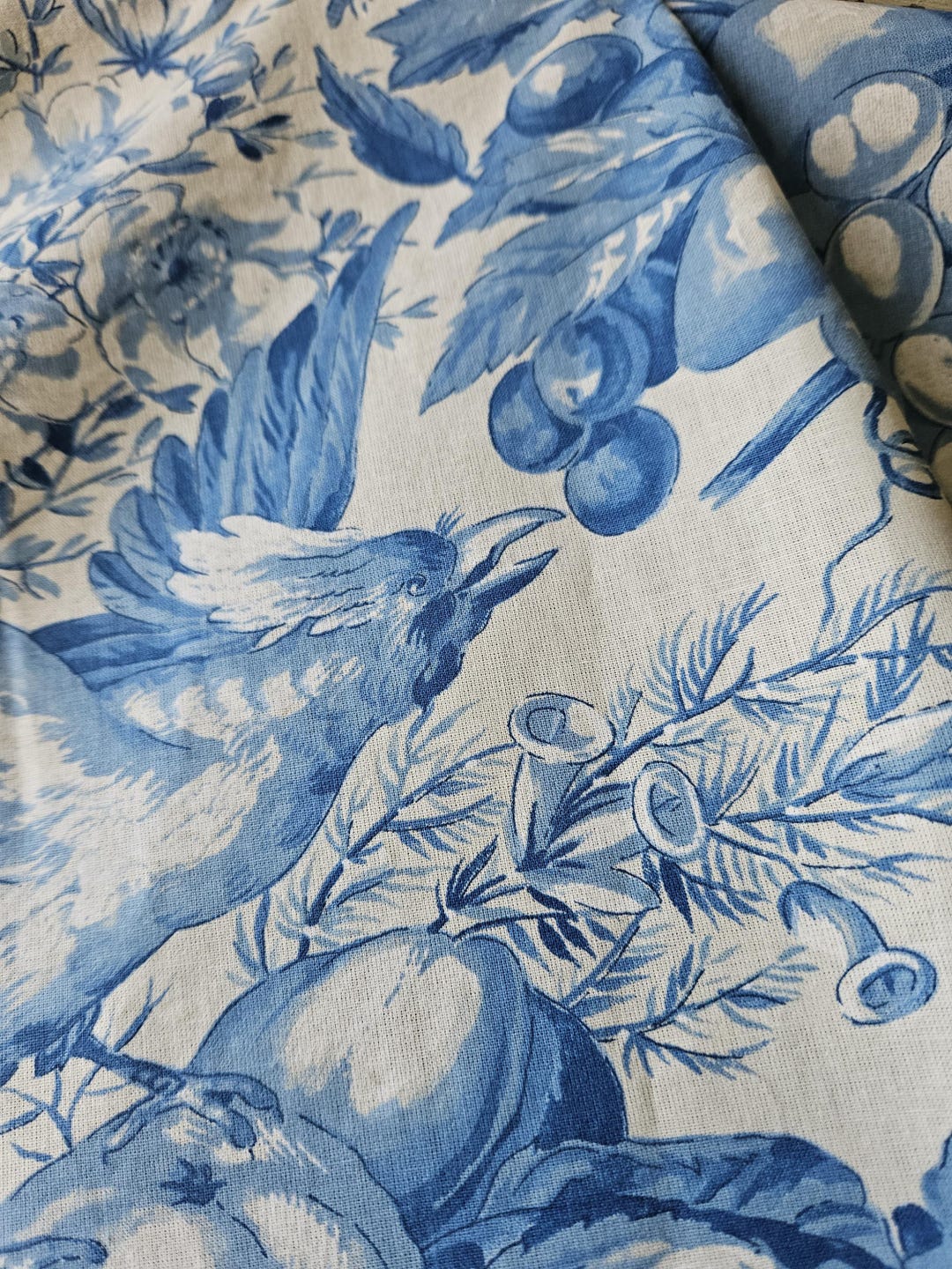 Stunning Vintage French Chintz Fabric Remnant-exotic Paradise Birds ...
