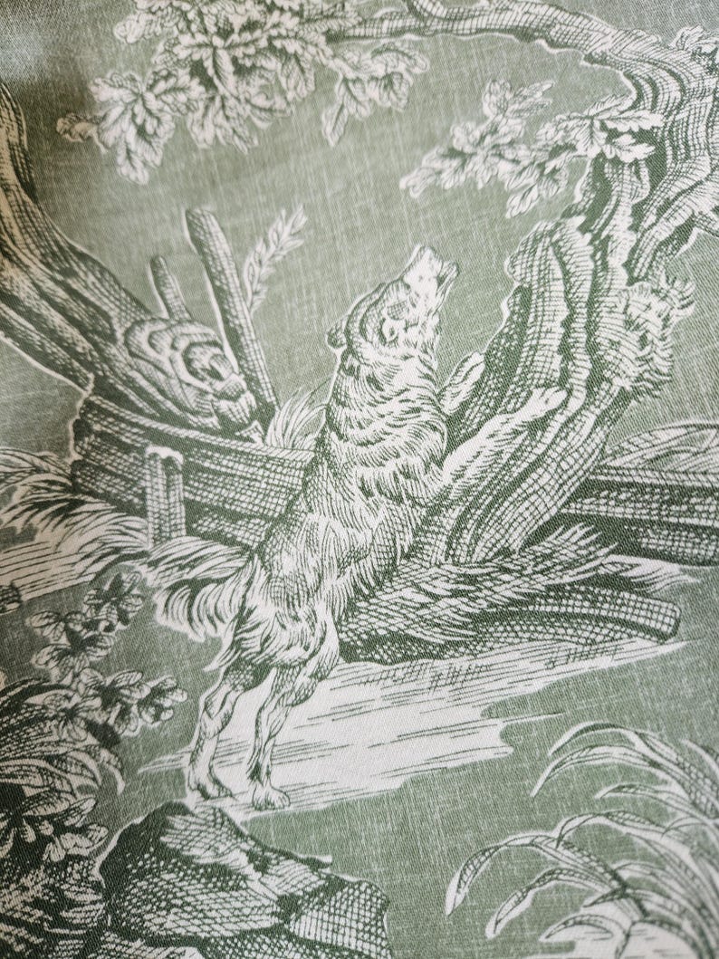 Striking Vintage French Pierre Frey Green & White ''camaïeux'' Toile De ...