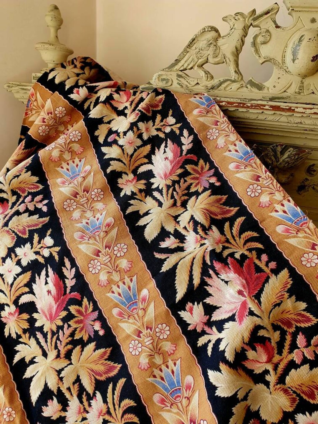 Stunning Rare Antique French Napoleon III Chic Shabby Black & Florals ...
