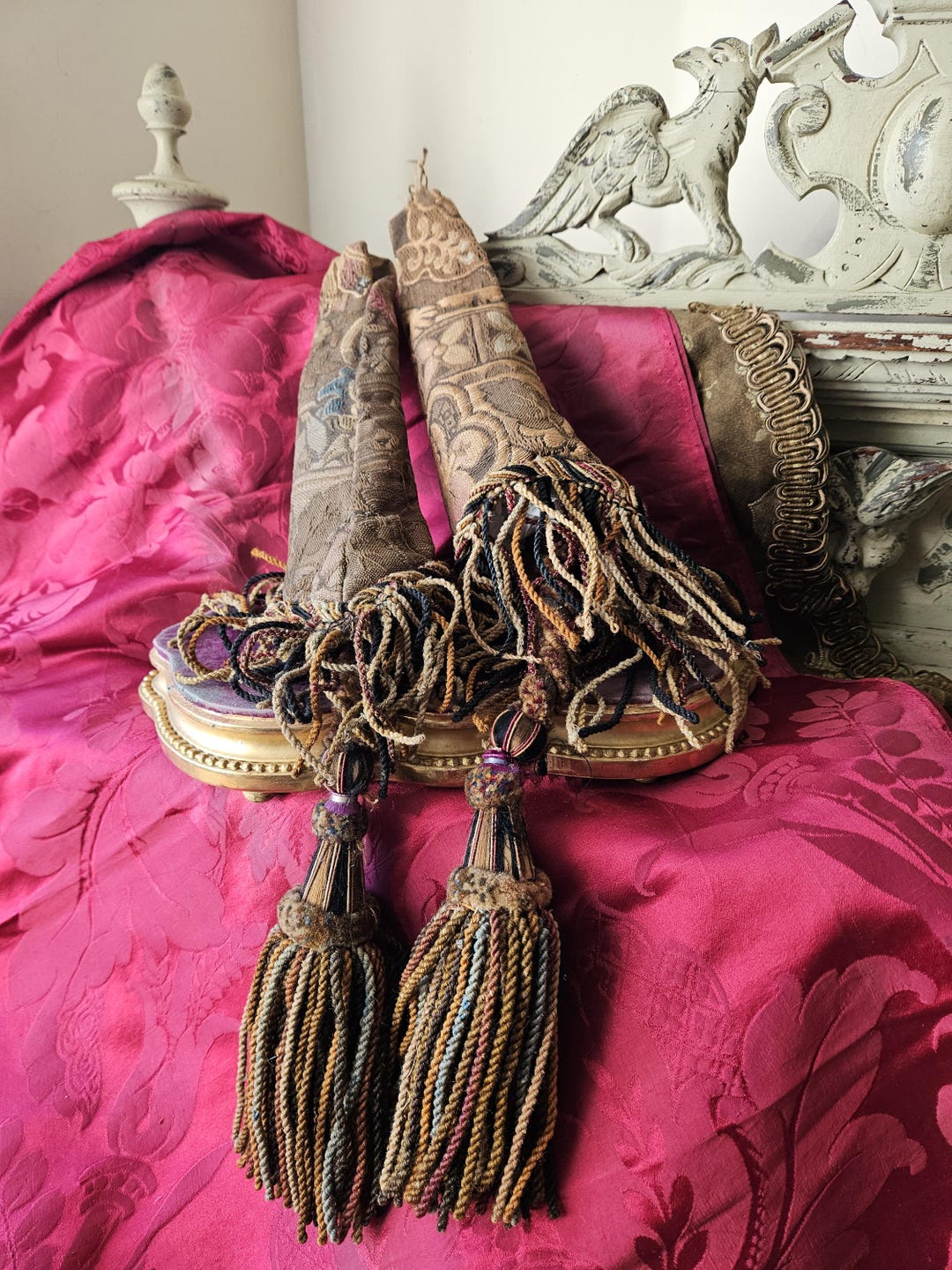 UNIQUE 19thc Antique French Timeworn Witches Bonnet Shaped Tapestry ...