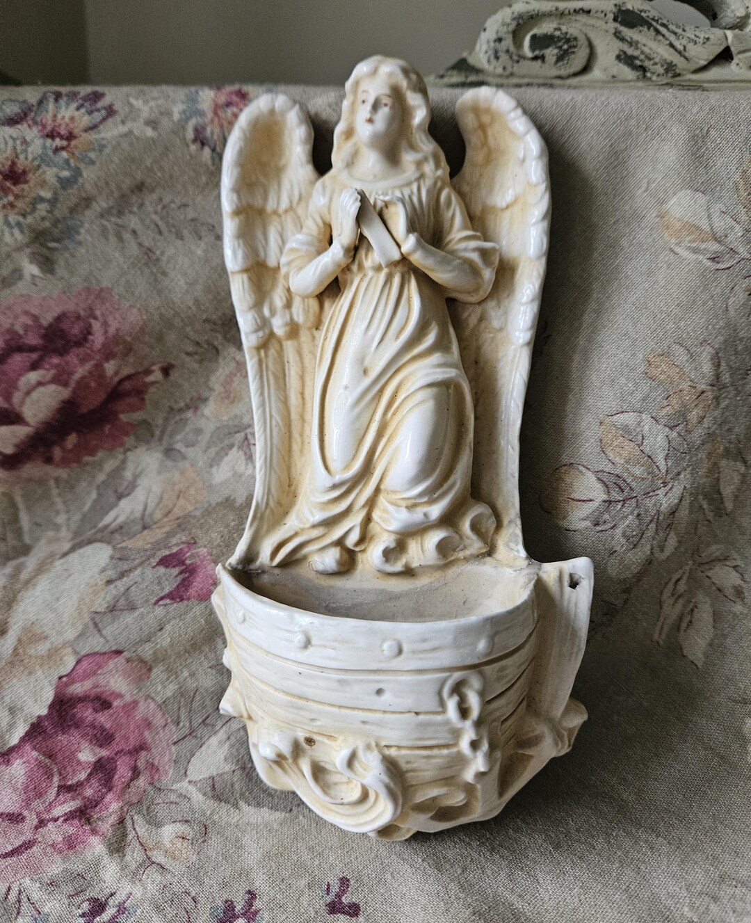 Exquisite Sublime 19thc Antique French Porcelain Religious Winged Angel Benetier Religious ...