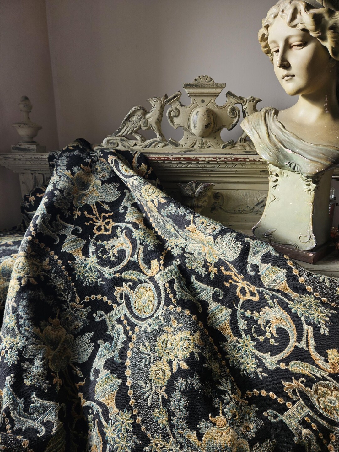 Striking Remnant of Antique French Tapestry Textile-bold Patternation ...