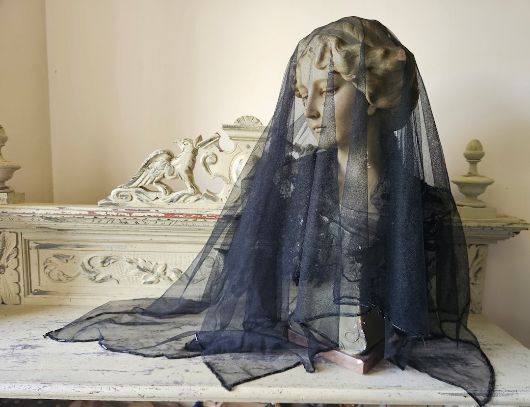 Stunning Antique French Religious Black Mantilla,authentic Plain ...