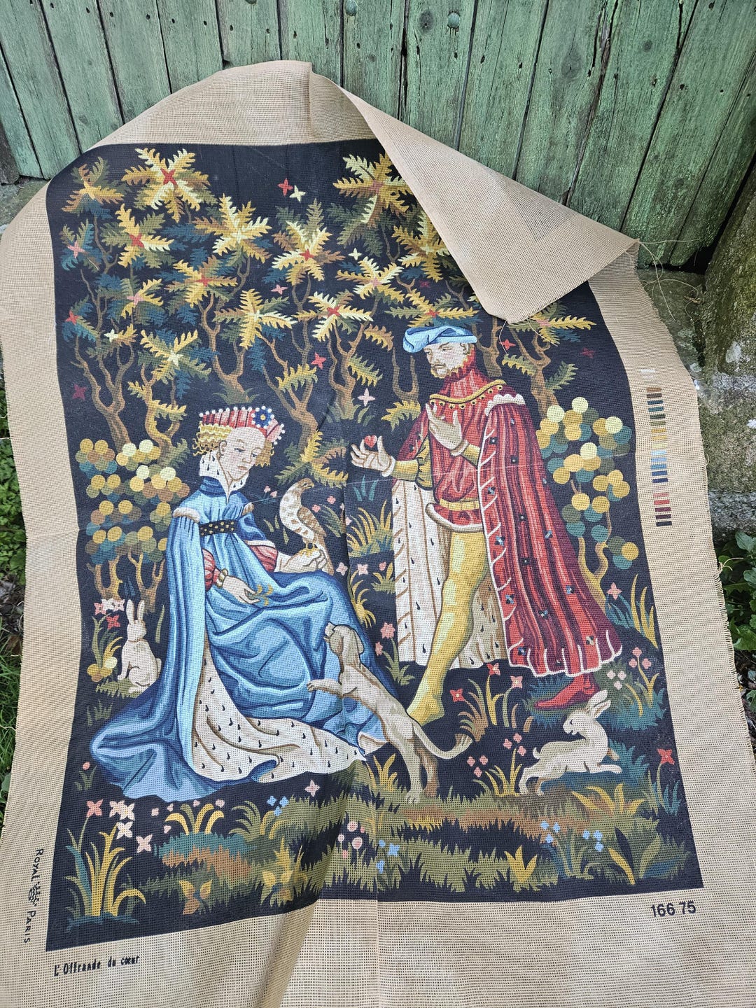 RARE Vintage French ROYAL PARIS Medieval Tapestry Broderie Template-l ...