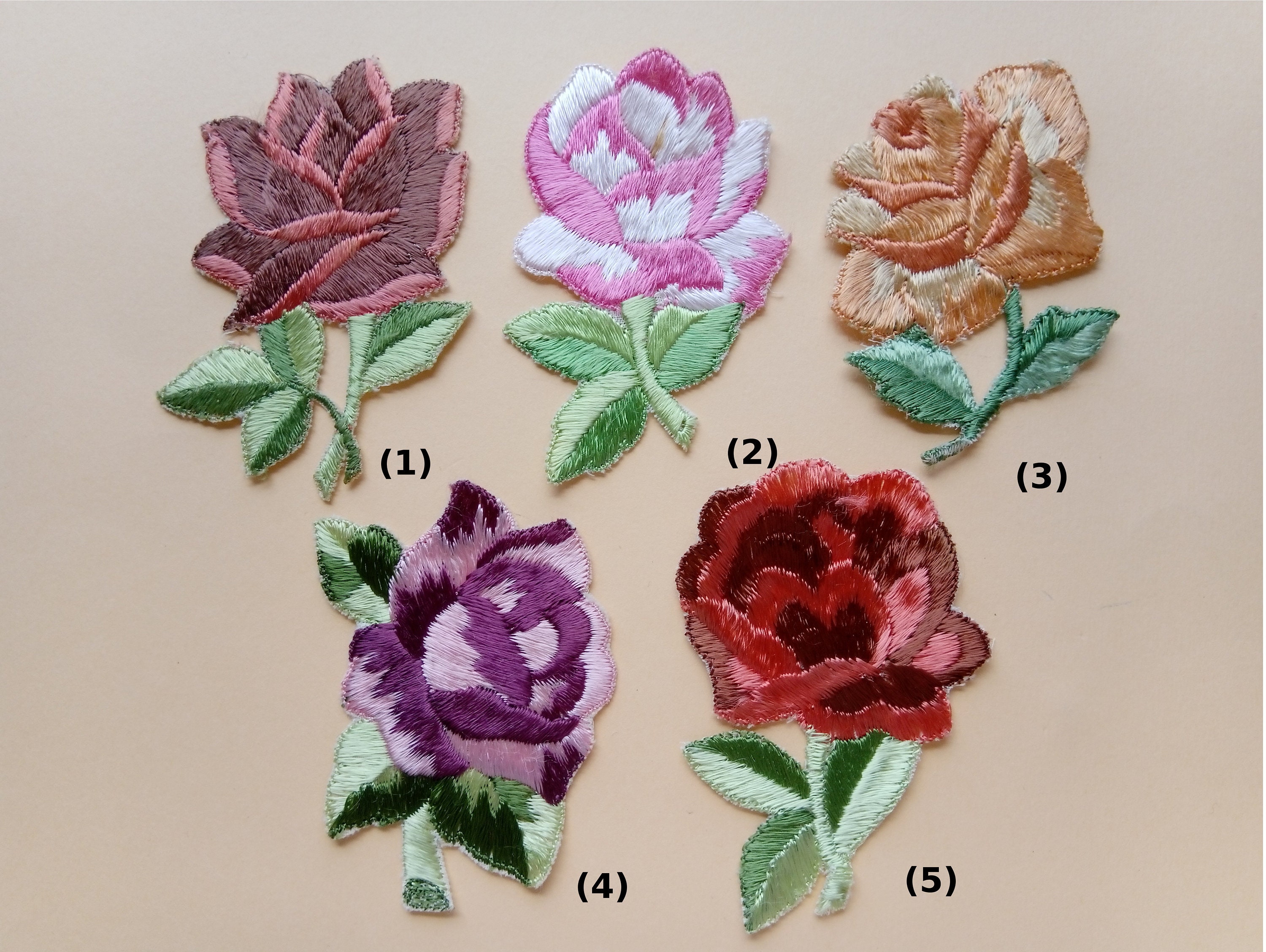 Large Rose Applique, Vintage Rose Applique, Old Embroidery Applique ...