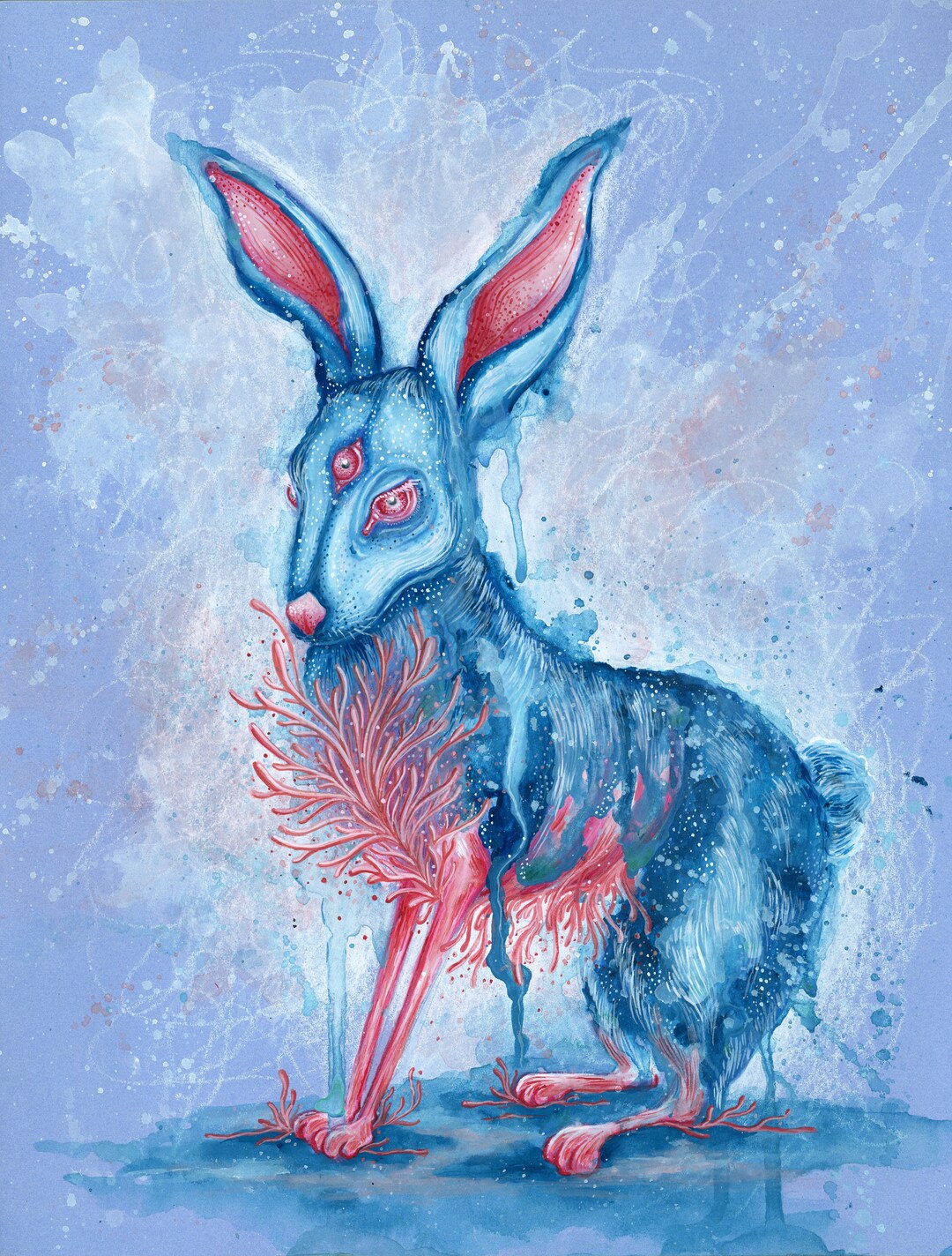 Rabbit Mystical Art Prints. Spirit Animal. Animal Totem. Hare. Surreal ...