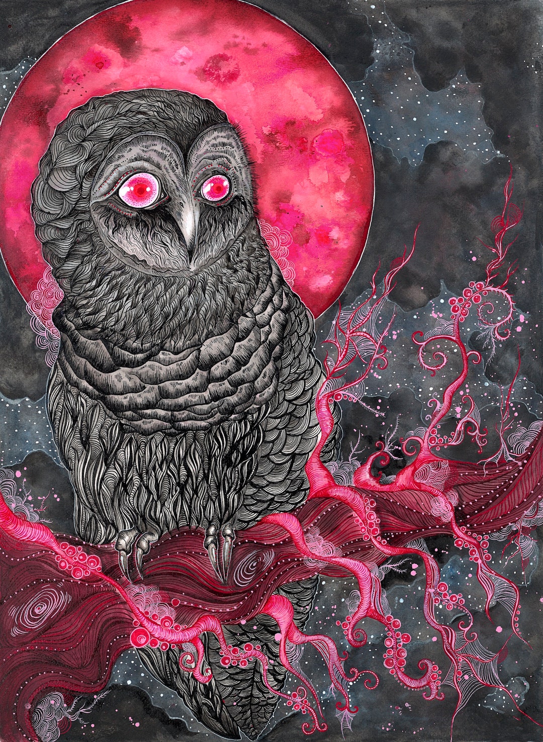 Owl Mystical Art Prints. Dark. Gothic. Magical. Oddities. Illustration ...
