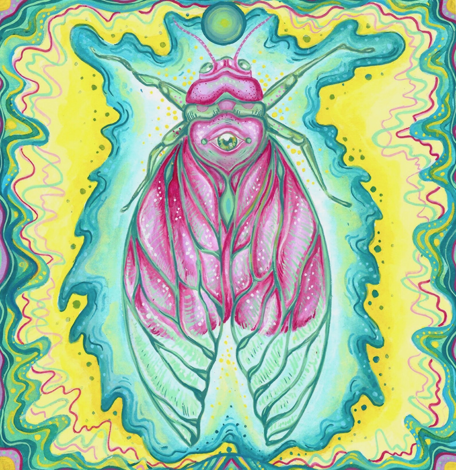White Ghost Cicada Archival Print. Insect. Third Eye. Surreal ...