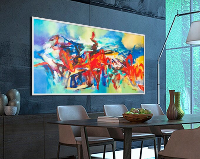 Abstract Painting XXL Large Canvas Art Painting Colorful Wall - Etsy