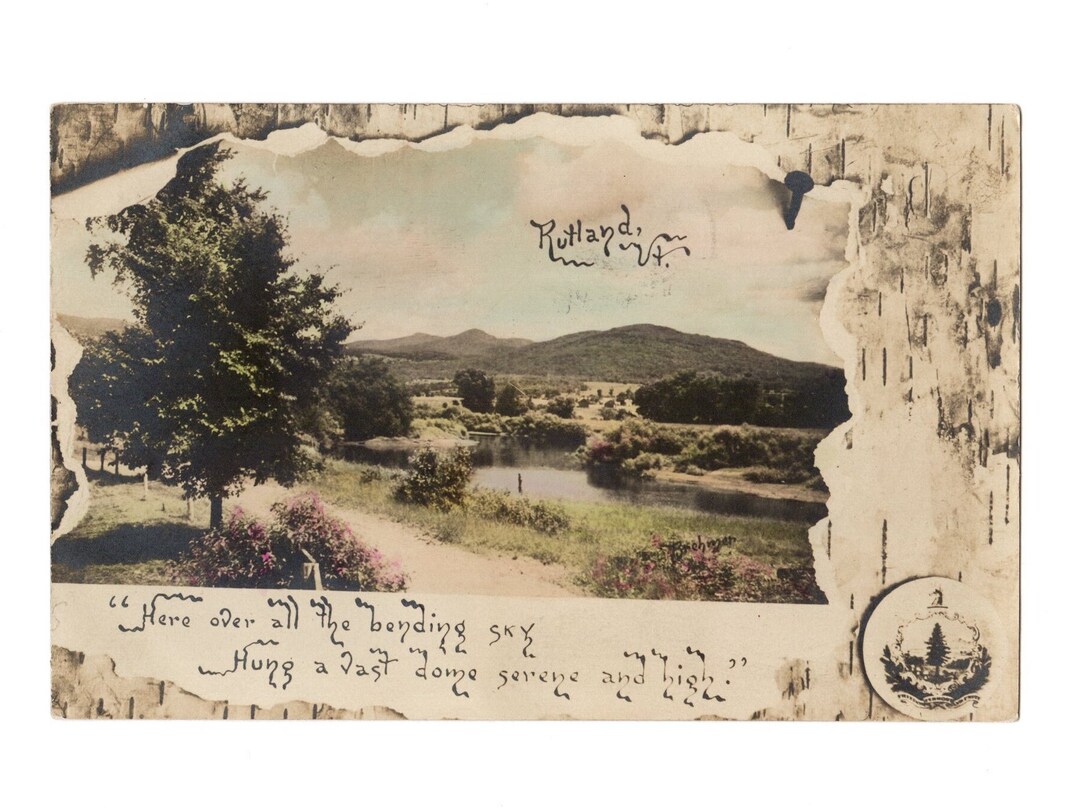 Antique Hand-colored Vermont Postcard: Otter Creek, Bald Mountain (1908 ...