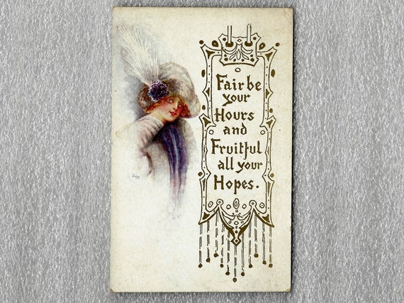 Antique Violet Dixon Artist Signed Postcard Pretty Lady With | Etsy