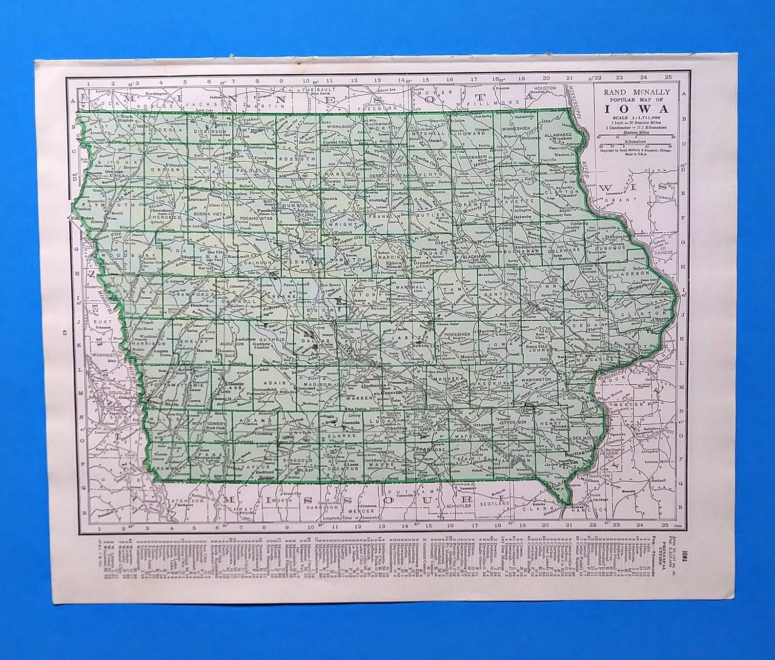 Vintage 1937 Maps Green Iowa and Orange Kansas Map US | Etsy