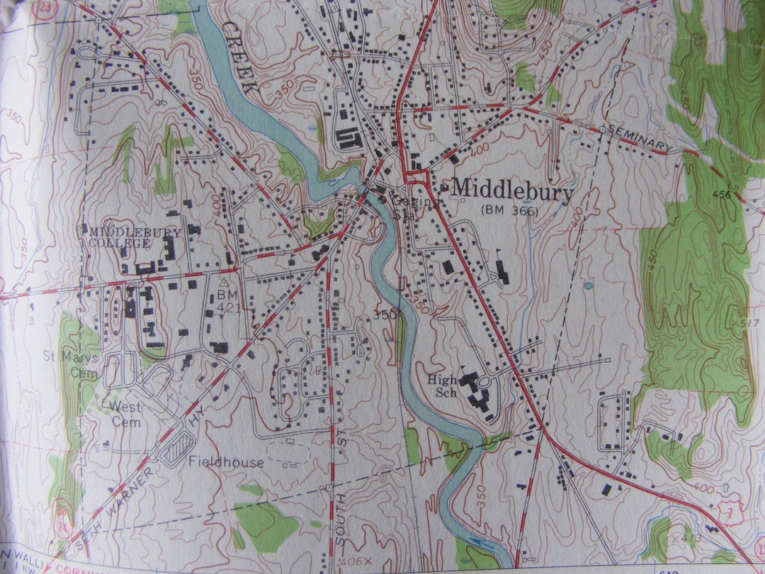 Vintage Middlebury Vermont Topographical Map, 22 X 27 US Geological ...