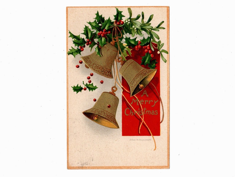 Antique Signed Ellen H. Clapsaddle Christmas Postcard Golden - Etsy