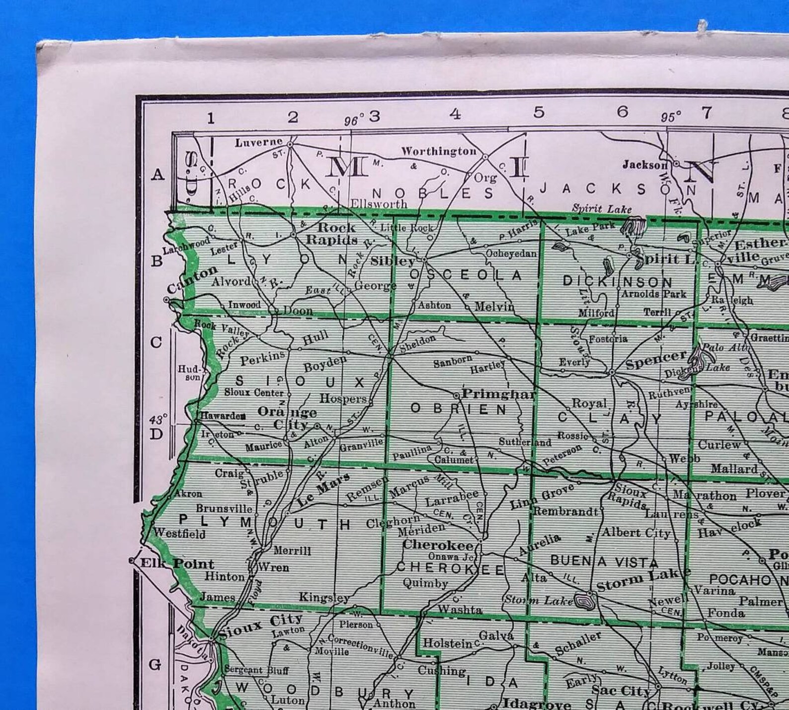 Vintage 1937 Maps Green Iowa and Orange Kansas Map US | Etsy