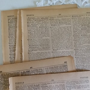 50 Vintage Dictionary Book Pages, English Text, Naturally Aged Dark ...
