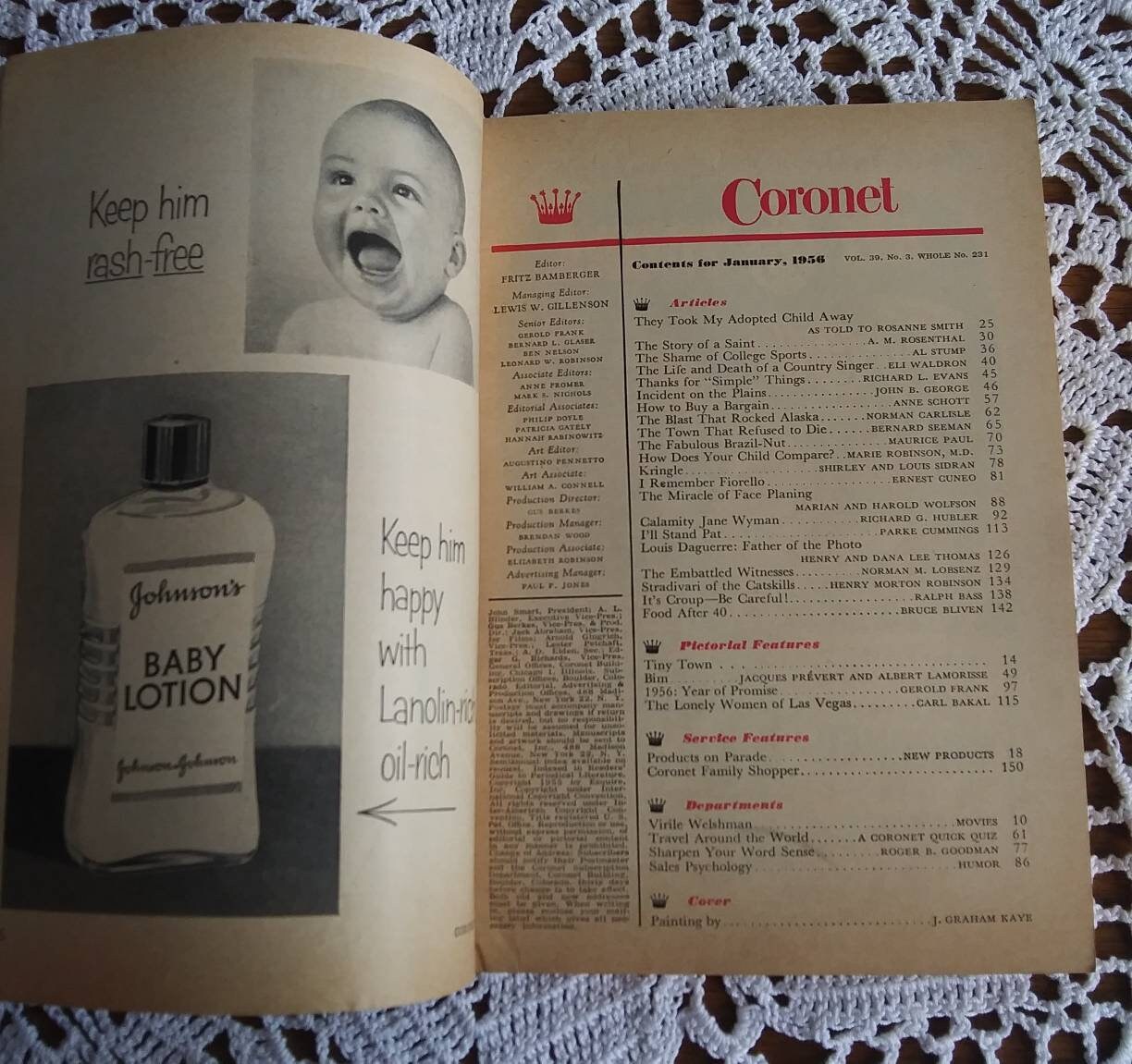 January 1956 Coronet Magazine J. Graham Kaye Sledding Cover - Etsy