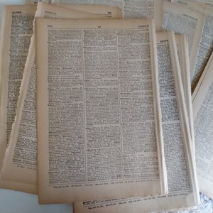 50 Vintage Dictionary Book Pages, English Text, Naturally Aged Dark ...