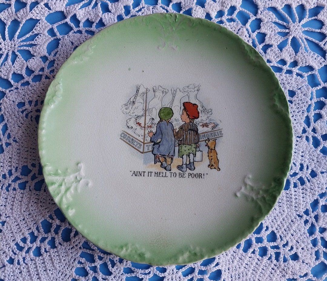 Antique Decorative Plate, Cook Pottery Etruria and Mellor, Poor Girls ...