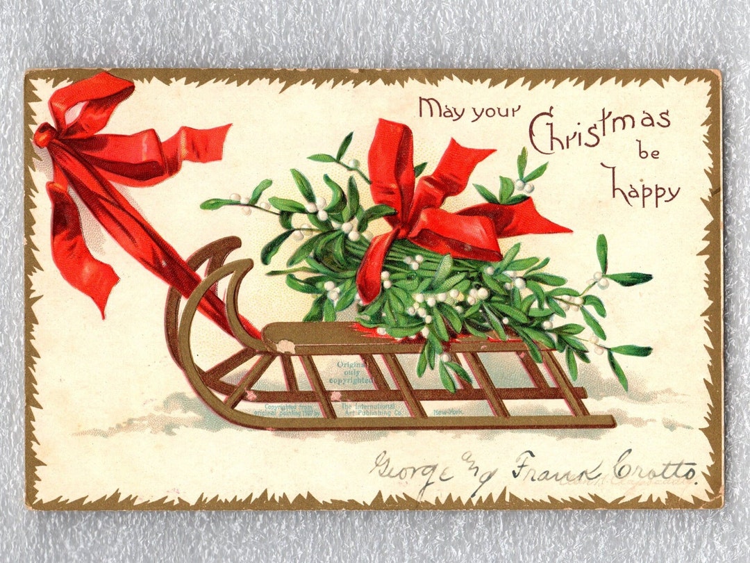 Artist Signed Ellen H. Clapsaddle Christmas Postcard, Mistletoe on a ...