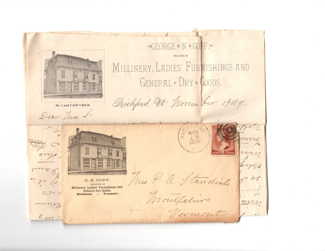 1884 George N Goff General Dry Goods Illustrated Letterheads With ...