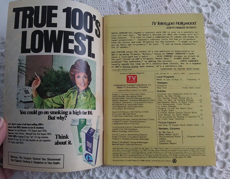 Vintage TV Guide July 31 1976 Terrorism and Television - Etsy