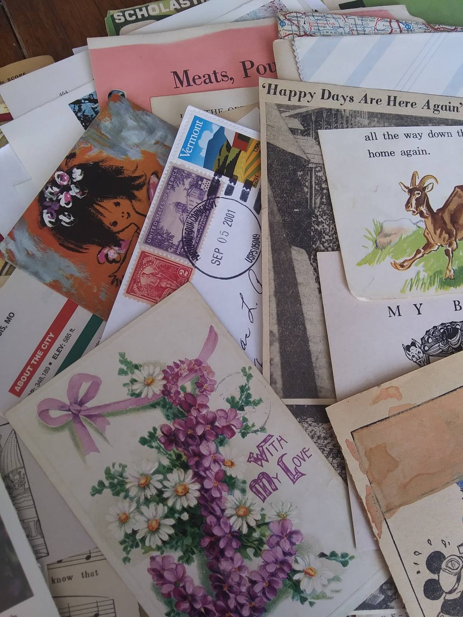 50 Pieces of Vintage Paper Ephemera Pack Postcards Envelopes - Etsy