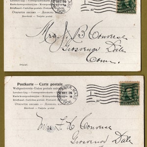 2 Antique 1906 Christmas Postcards, Same Series 2173, Dark Night, Used ...