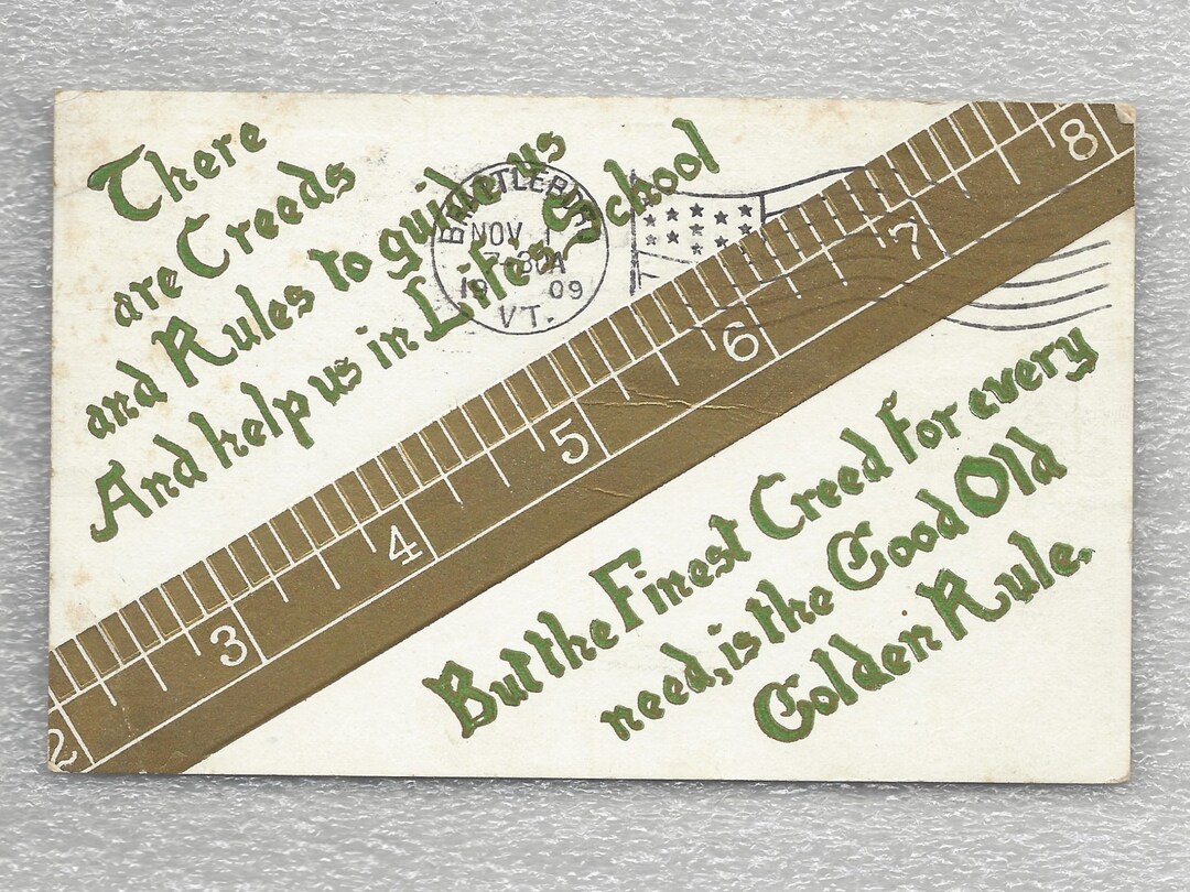Antique 1909 Postcard, Gold Gilt Ruler, the Golden Rule, Used and ...