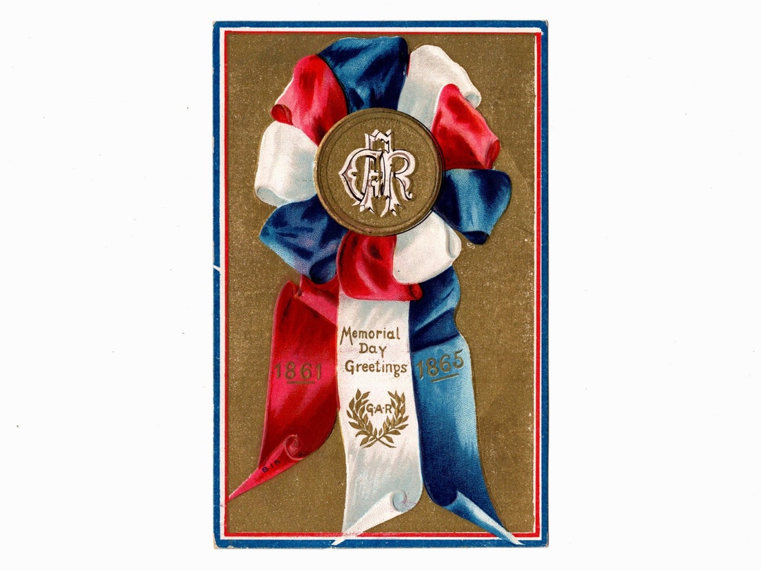 Antique Patriotic Postcard, GAR Ribbon, Civil War Memorial Day, Red ...