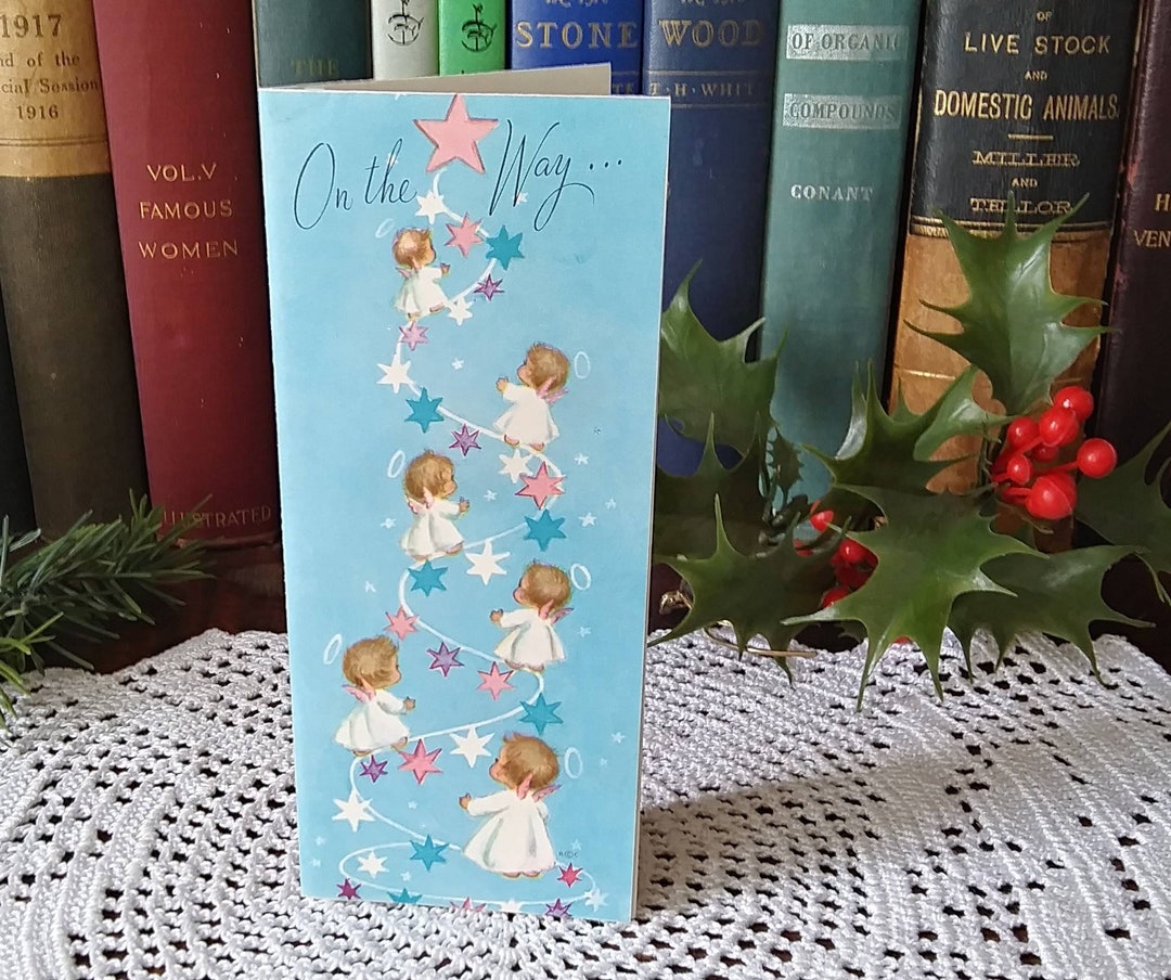 Vintage Rust Craft Christmas Card, Slender Card With a Tree of Little ...