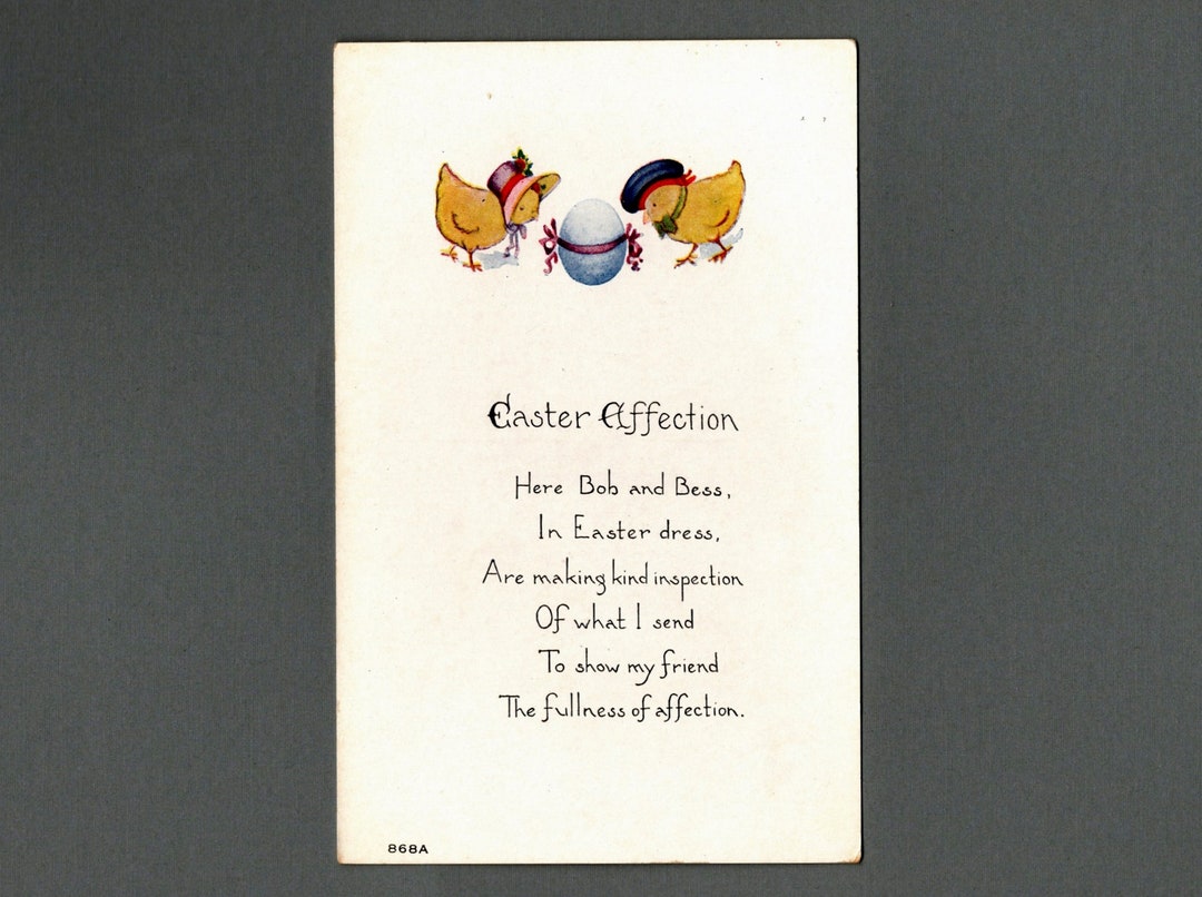 Antique 1920 Easter Postcard, Bob and Bess Dressed Chicks Inspecting an ...