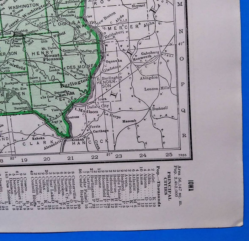 Vintage 1937 Maps Green Iowa and Orange Kansas Map US | Etsy