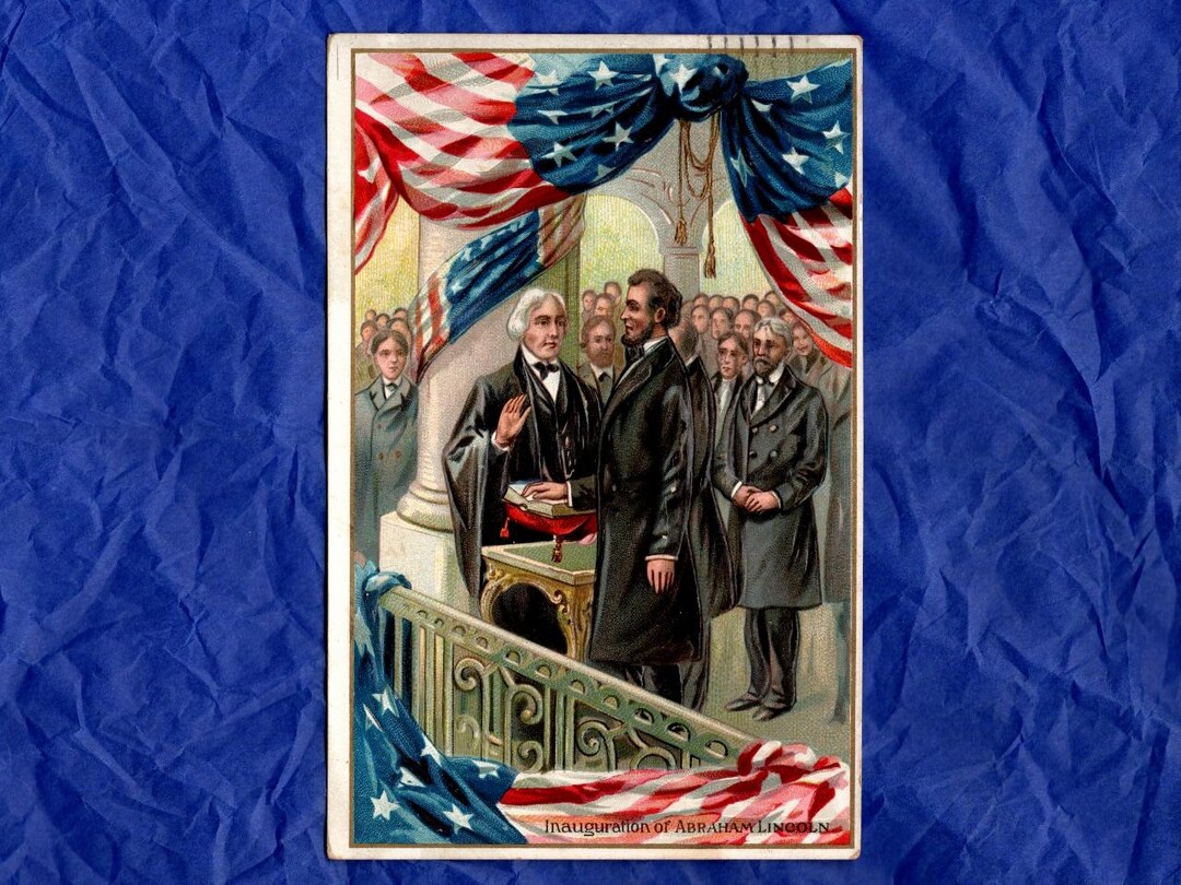 Antique Patriotic Postcard, President Abraham Lincoln, American Flags ...