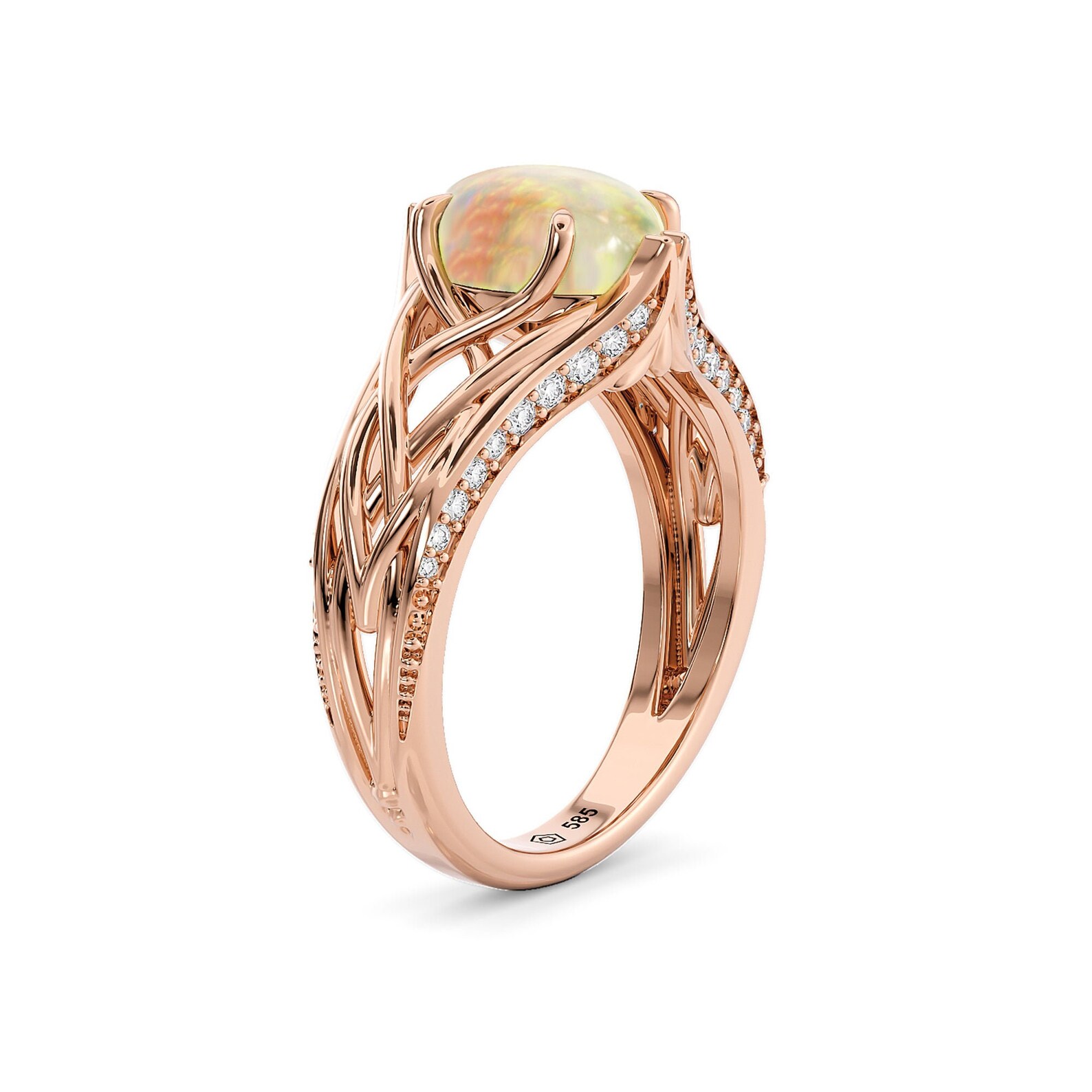 Opal Ring Opal Engagement Ring Celtic Opal Ring Rose Gold | Etsy