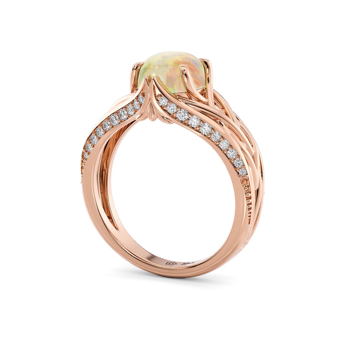 Opal Ring Opal Engagement Ring Celtic Opal Ring Rose Gold | Etsy