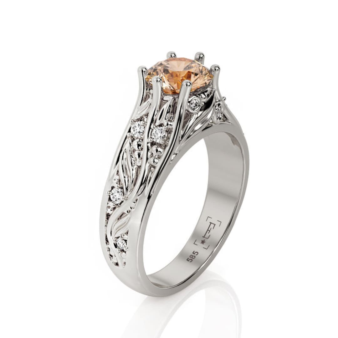 Morganite Engagement Ring, Morganite Ring, White Gold Morganite Ring ...