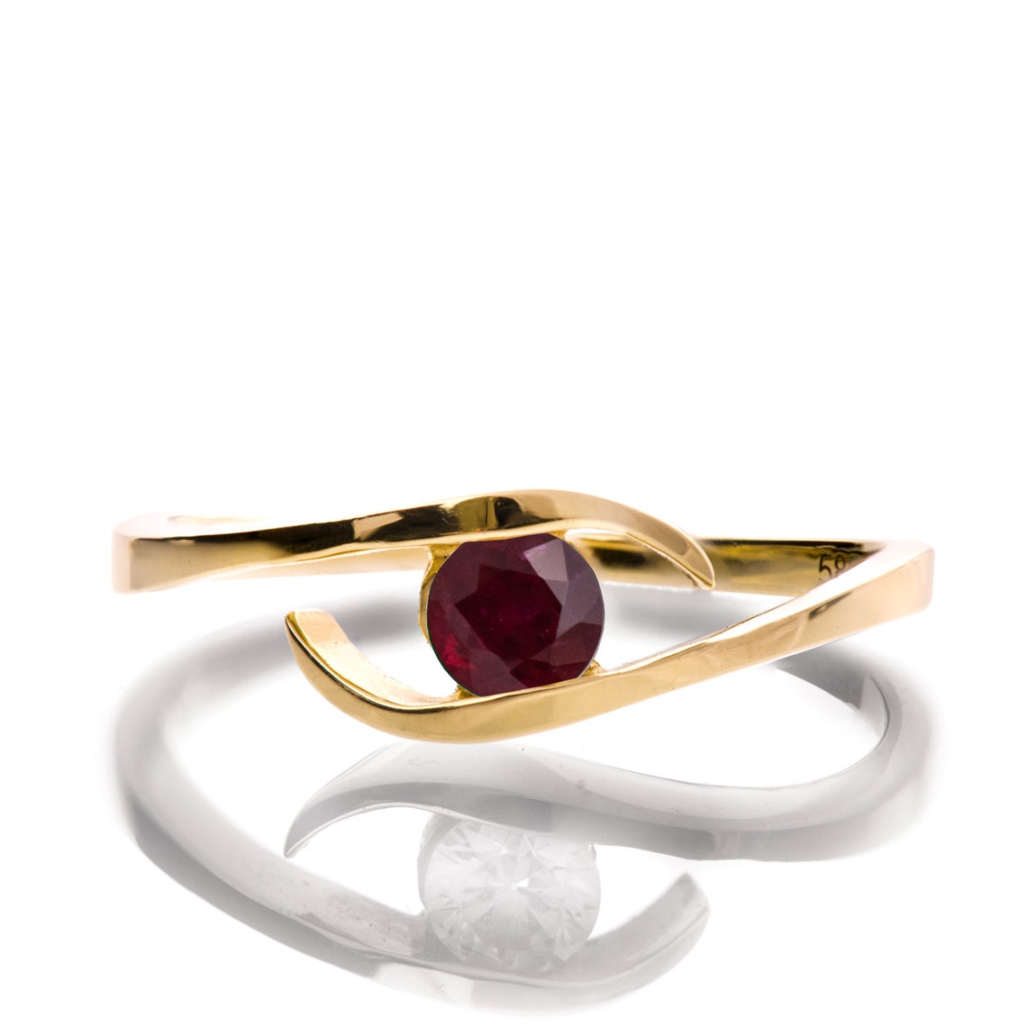 Ruby Ring 14K Gold and Ruby Engagement Engagement Band | Etsy