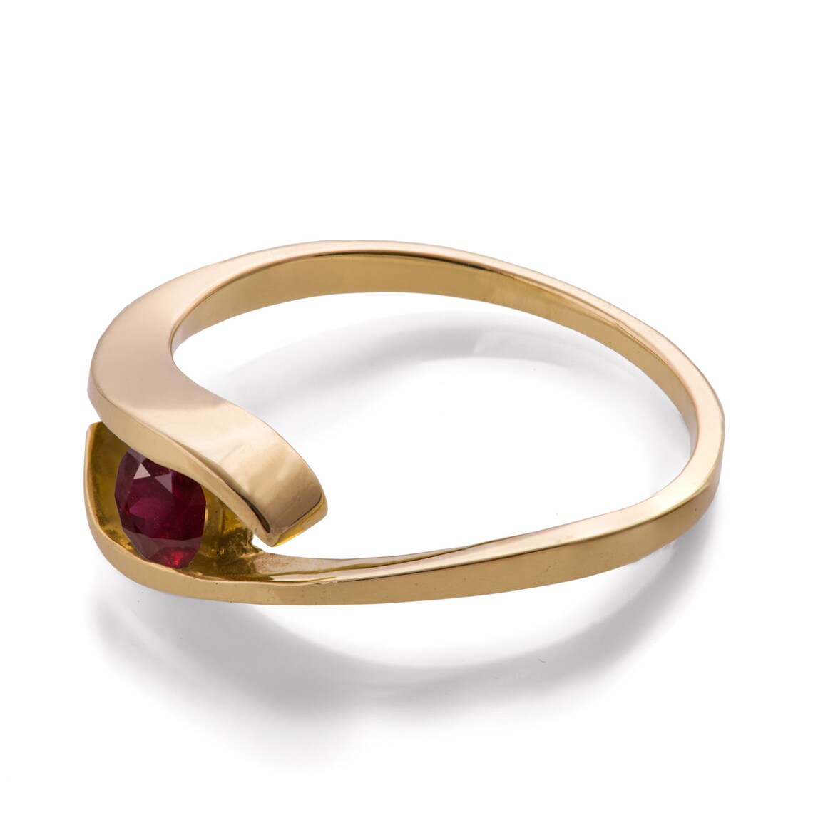 Ruby Ring 14K Gold and Ruby Engagement Engagement Band | Etsy