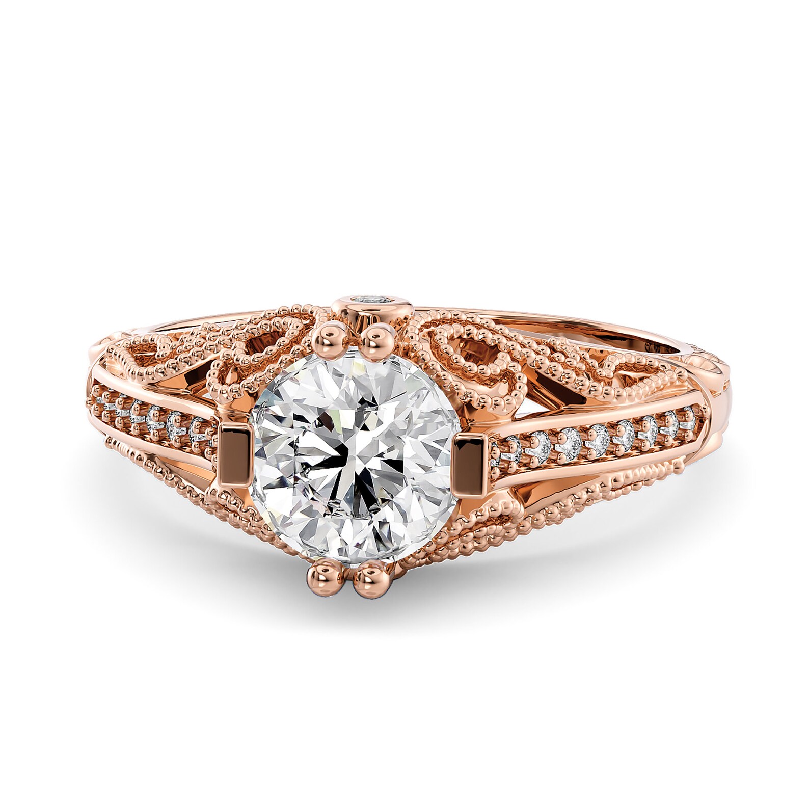 Milgrain Engagement Ring 1ct Moissanite Engagement Ring - Etsy