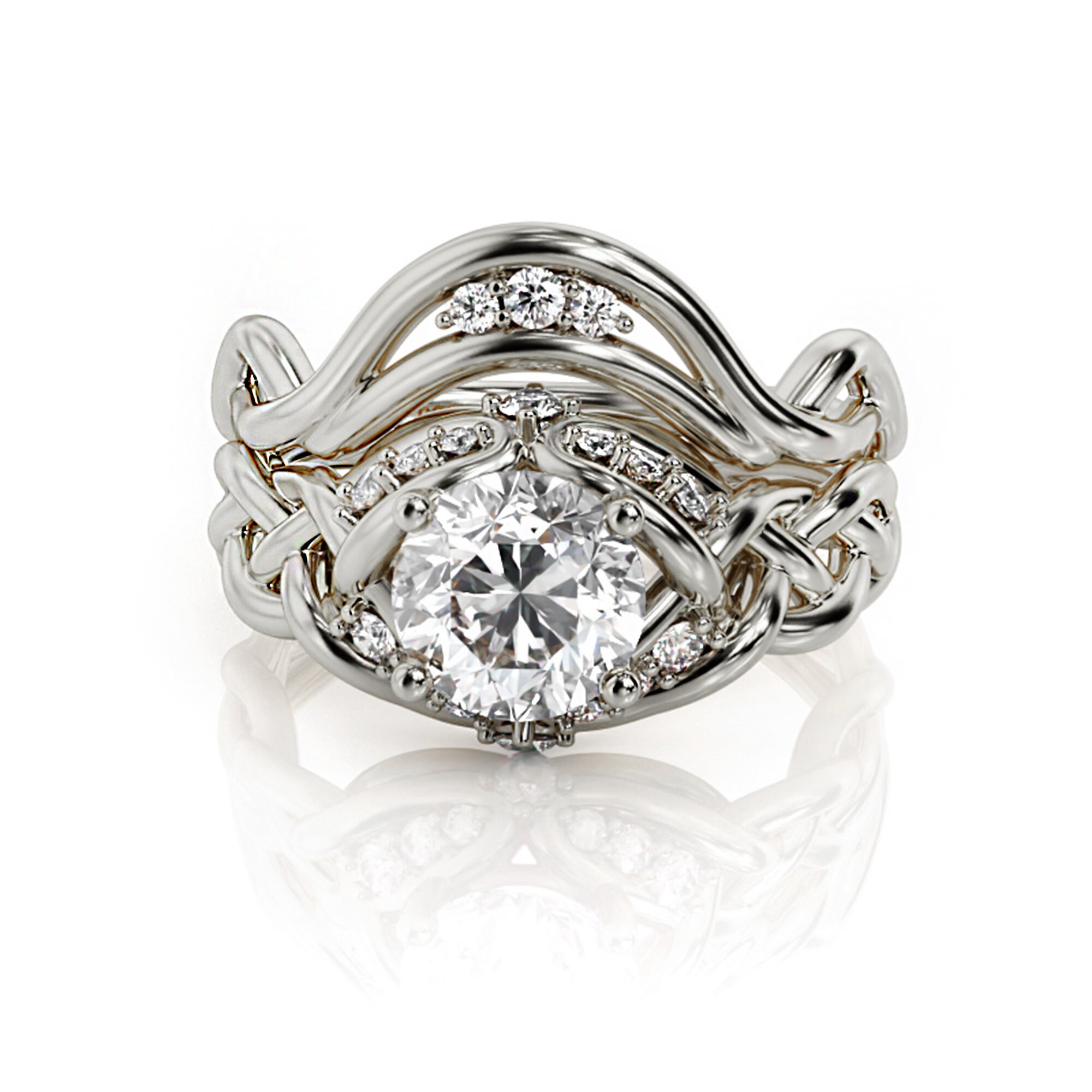 Celtic Bridal Set Celtic Engagement Ring 1ct Moissanite | Etsy