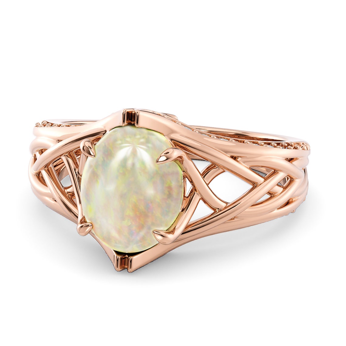 Opal Ring Opal Engagement Ring Celtic Opal Ring Rose Gold | Etsy