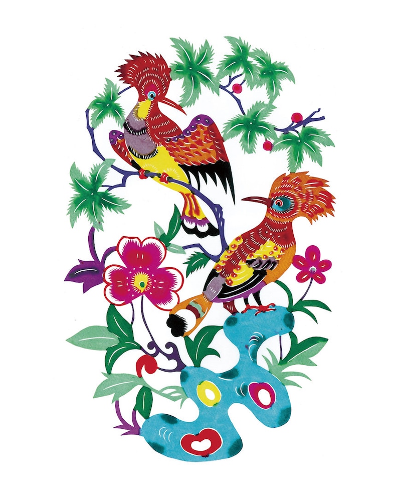 Chinese Paper Cutting Birds and Flowers Set of 4, Chinoiserie Design ...