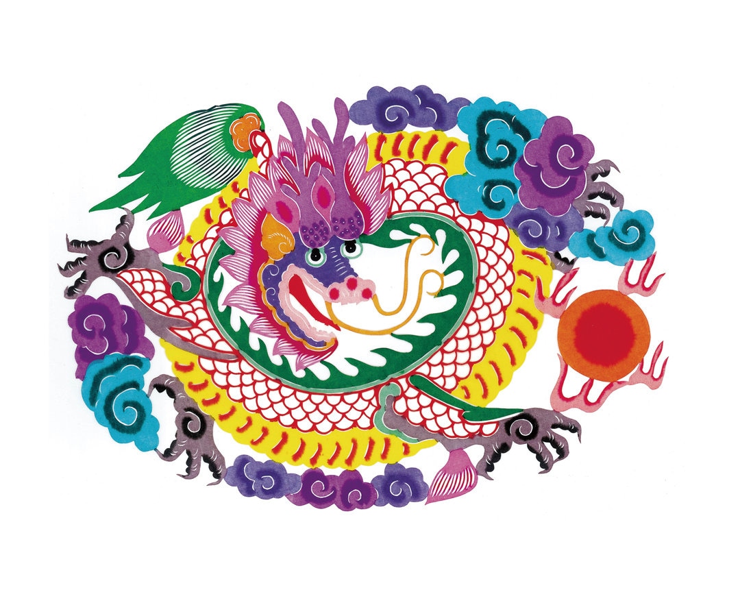 Chinese Paper Cutting Dragon Set of 5, Chinoiserie Design Inspiration ...