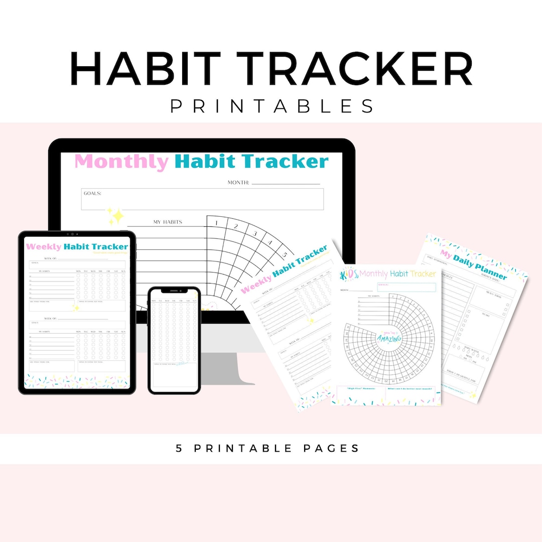 Fun Habit Tracker Printable & Productivity Planner - INSTANT DOWNLOAD ...