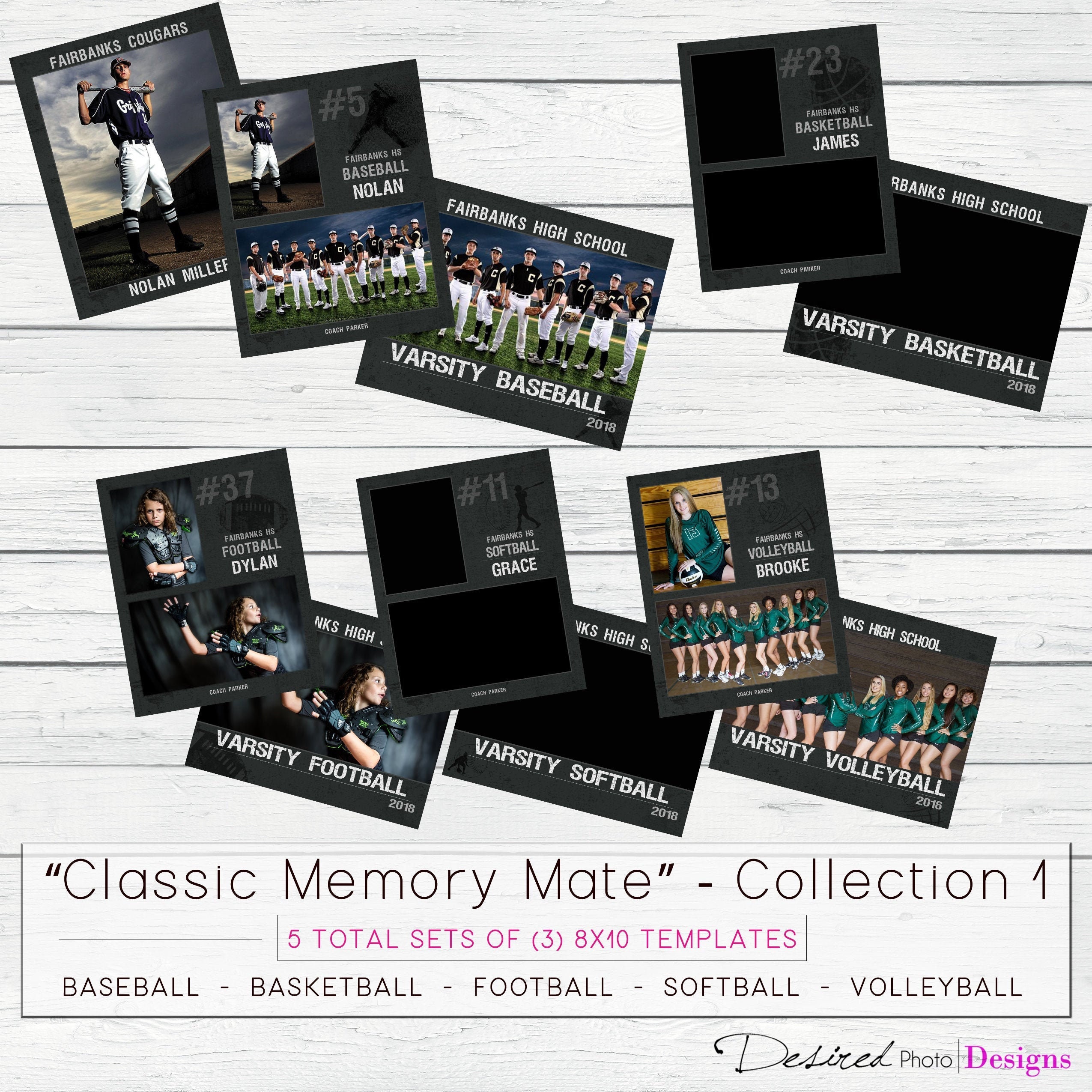 Classic Sport Memory Mate - 8x10 Trio Template Set - COLLECTION 1 - Etsy