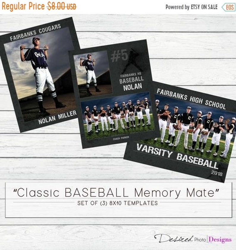 Classic BASEBALL Sport Memory Mate Template Trio Set | Etsy