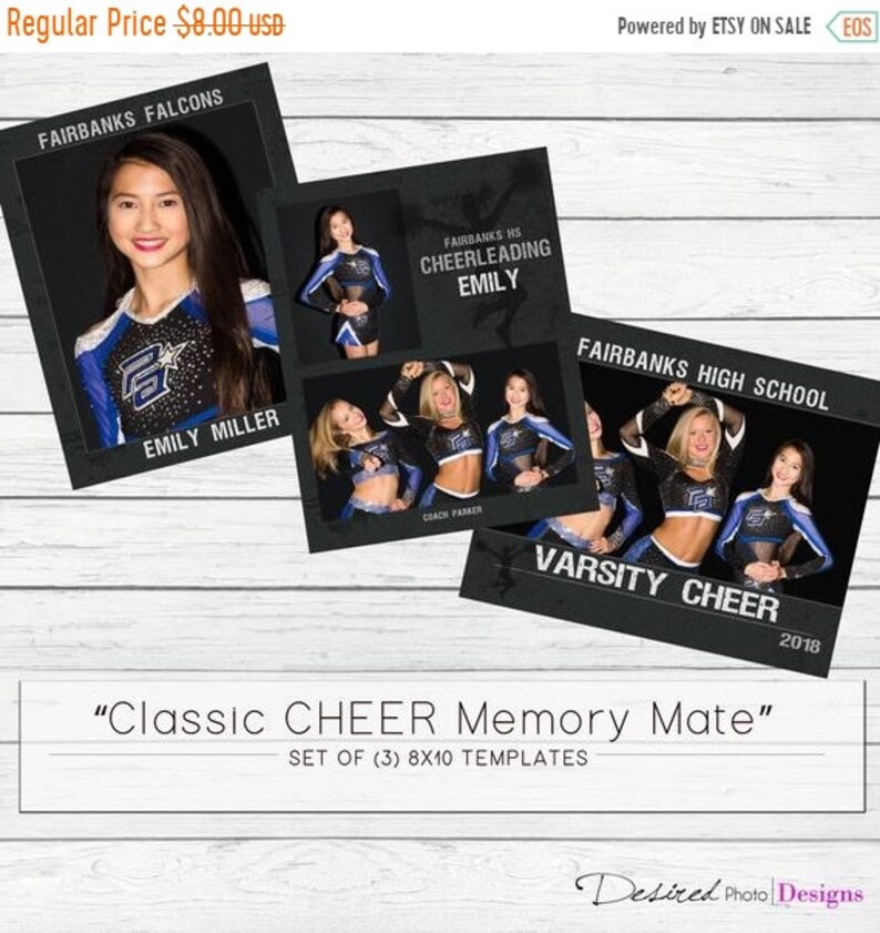 Classic CHEER Sport Memory Mate 8x10 Trio Template Set | Etsy